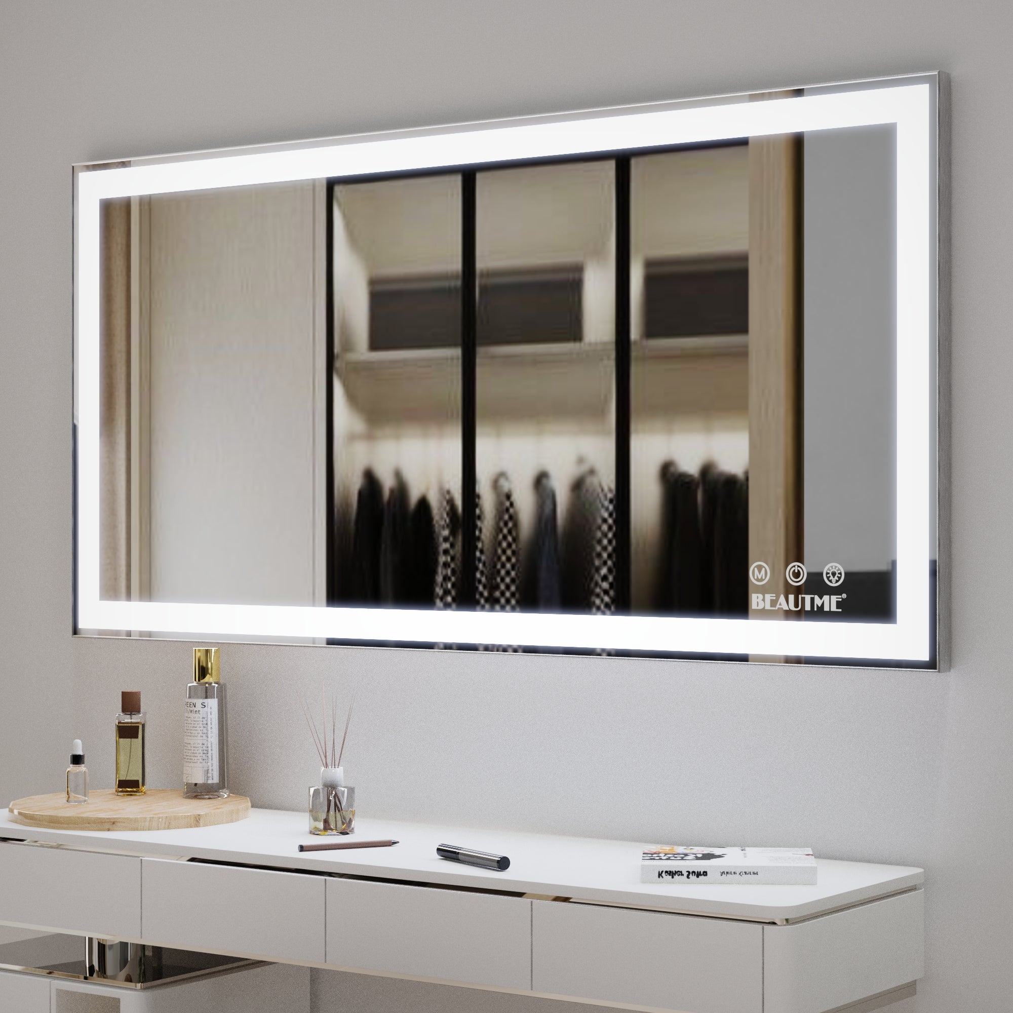 30x36 inch LED Bathroom Vanity Mirror Wall Mounted Adjustable White/Wa